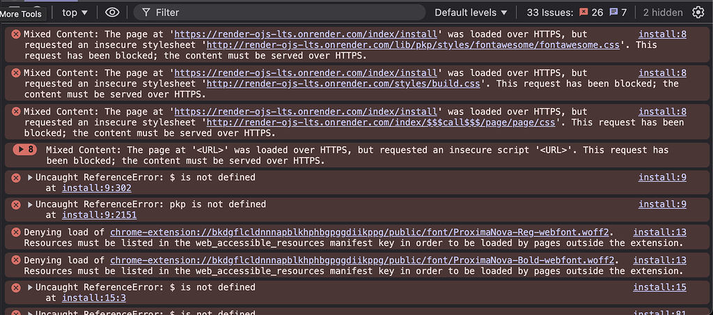 Docker deployment gets "Mixed content" error on installation page - Software Support - PKP ...