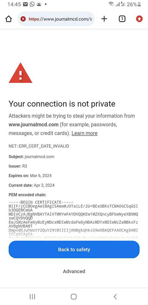 certificate error - Software Support - PKP Community Forum