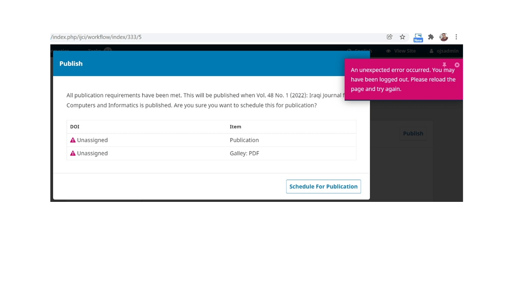 OJS PKP An unexpected error occurred - Software Support - PKP Community Forum