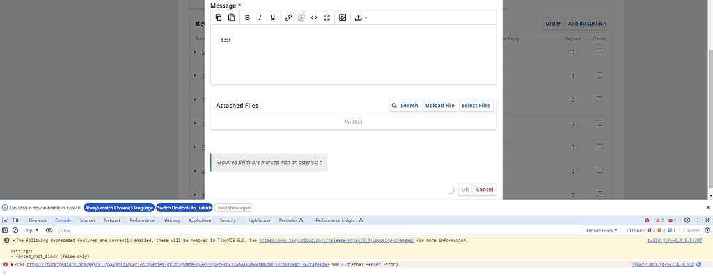 Add discussion 500 (Internal Server Error) - Software Support - PKP Community Forum